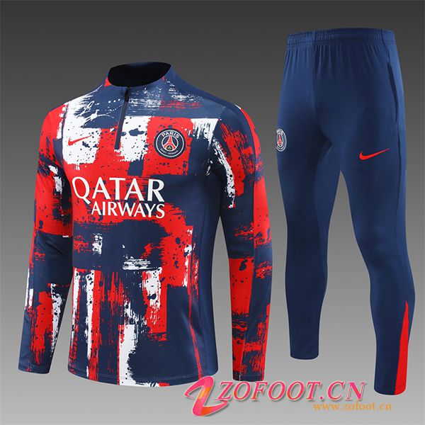 Officielle Magasin Ensemble Survetement de Foot PSG Enfant Bleu/Rouge ...